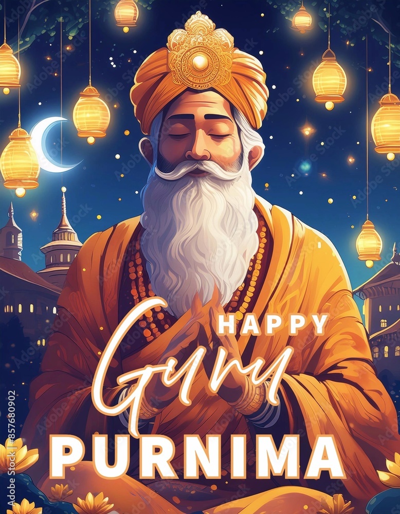 Guru Purnima Poster Design for Social Media Post, Template Banner etc ...
