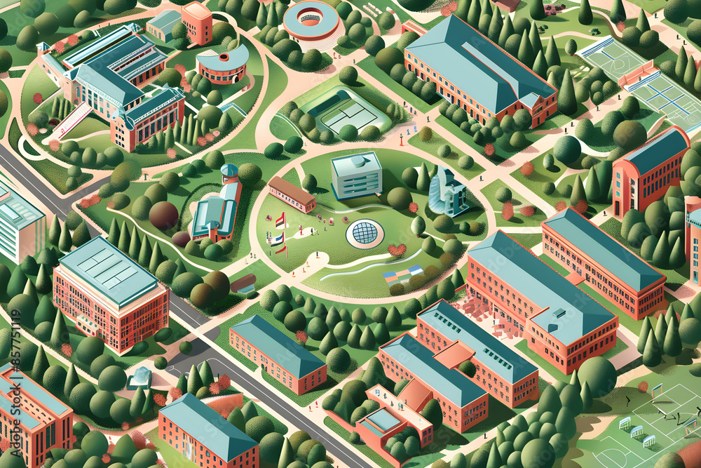 Comprehensive and Detailed University Campus Map Highlighting Important ...