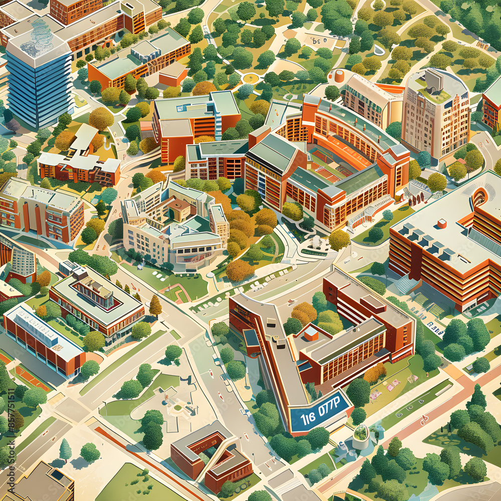 Comprehensive and Detailed University Campus Map Highlighting Important ...