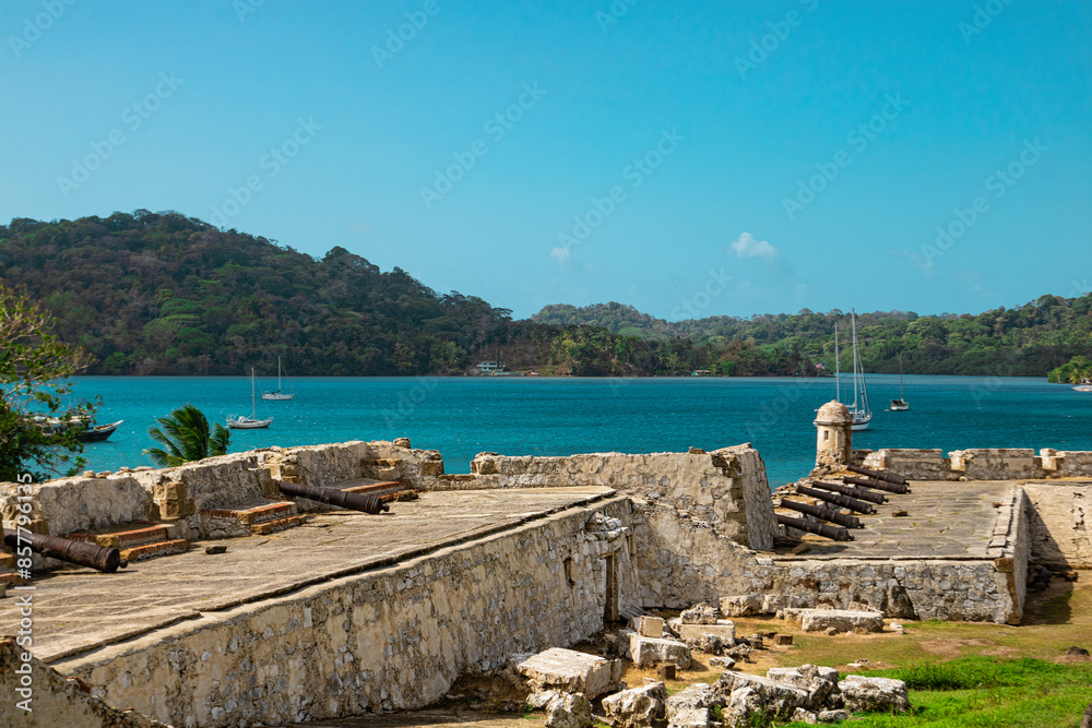 Portobelo, Colón, Panama, fuerte, ruinas, fortificaciones, bateria de ...