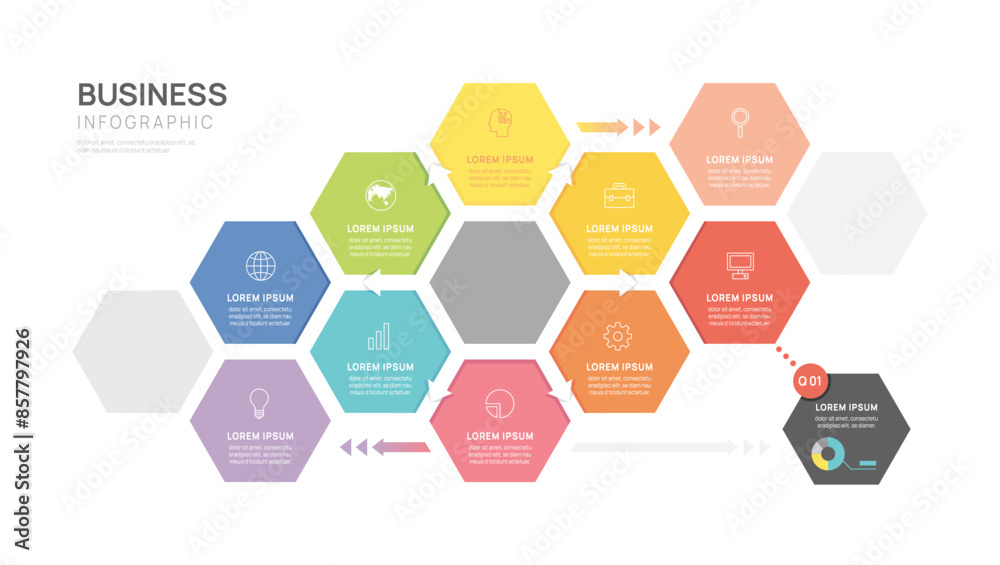 Infographic hexagon diagram template for business, presentation vector ...