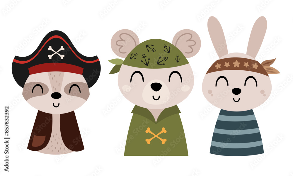 Pirate clipart. Pirate animal faces clipart. Pirate animal head clip ...