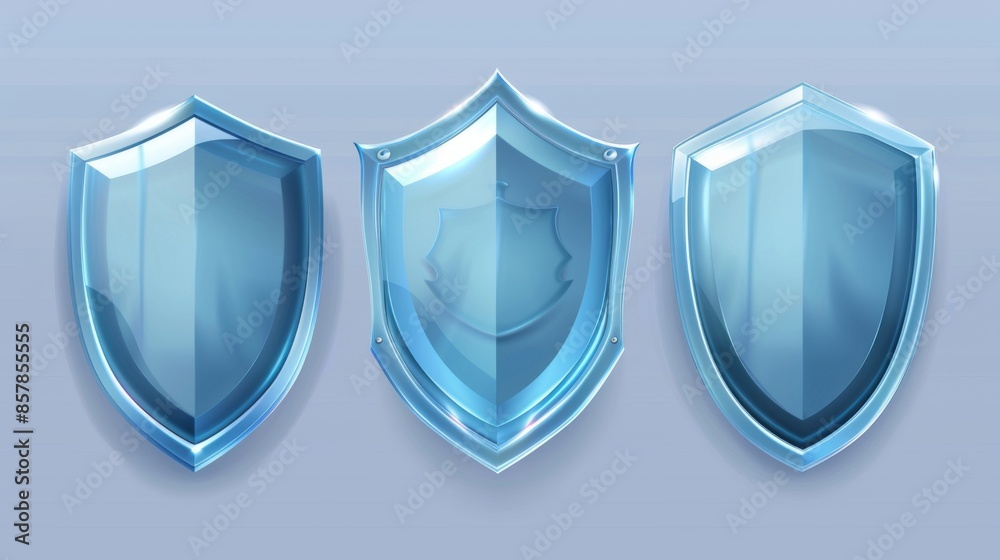 The glass shield is a realistic modern illustration of a transparent ...