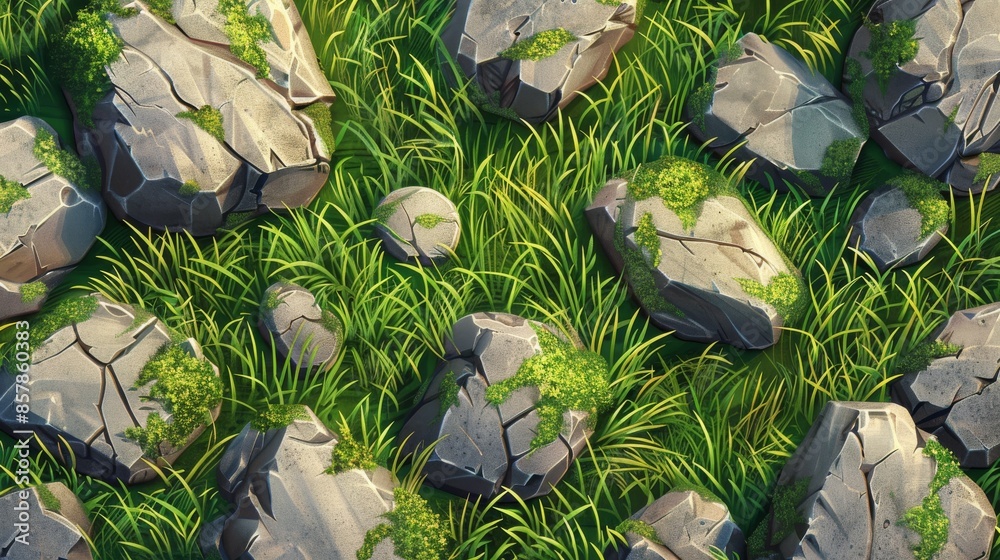 Ground textures with moss, stones and grass for game backgrounds ...