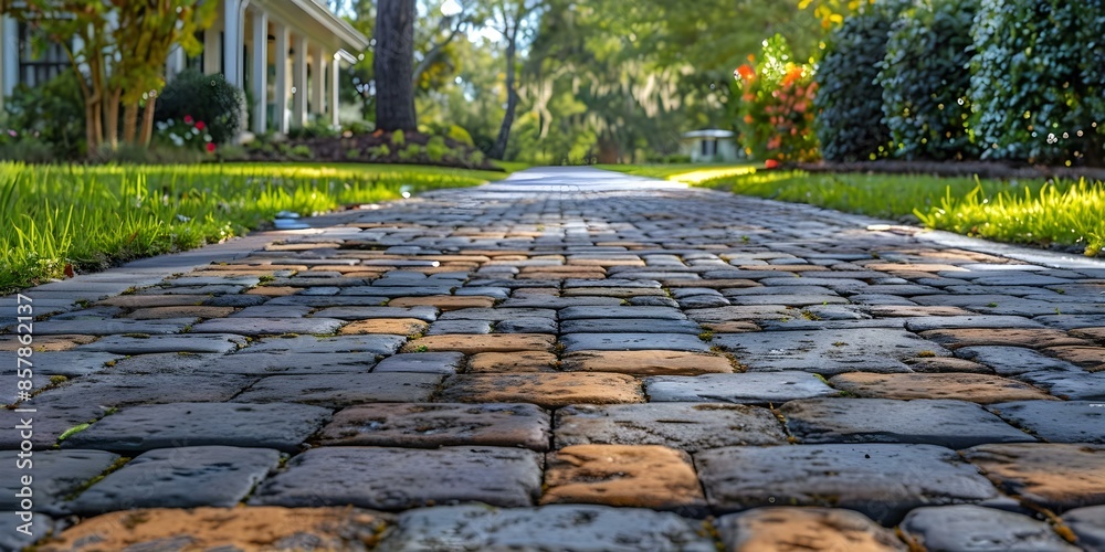 "Driveway adorned with brick pavers". Concept Driveway, Brick Pavers ...