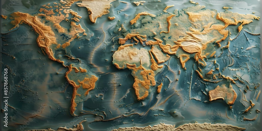 Large detailed physical world map in GIGA size for reference and decor ...