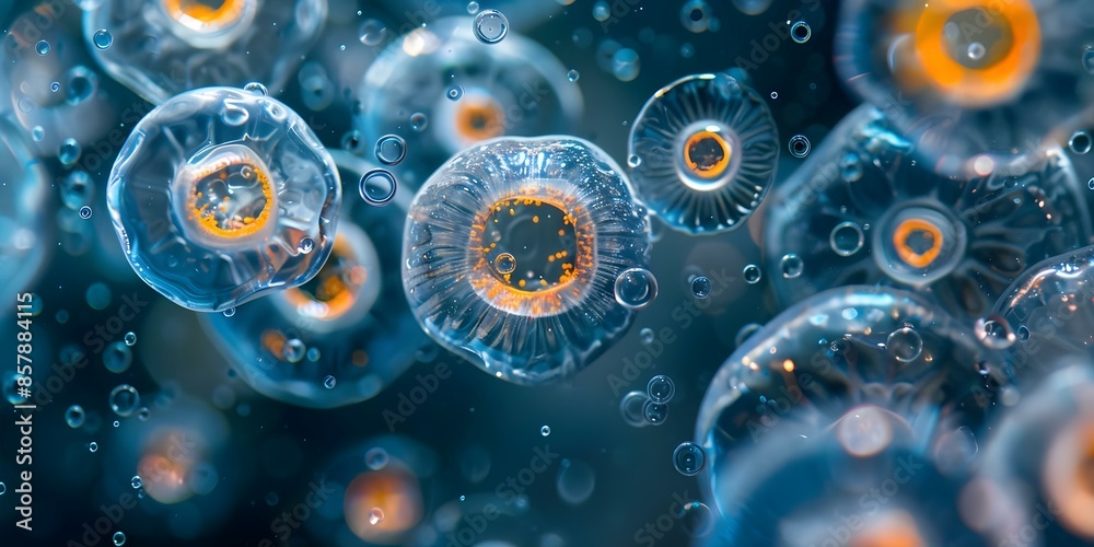 Ilustrace Microscopic View of Archaea Cell Division in a Saline ...