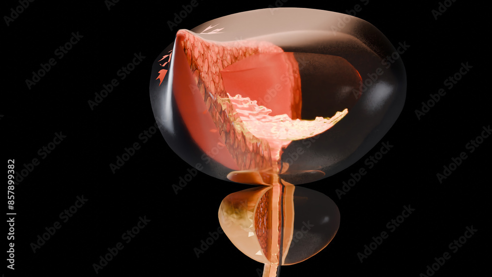 urinary or excretory system, detailed male bladder and prostate gland ...