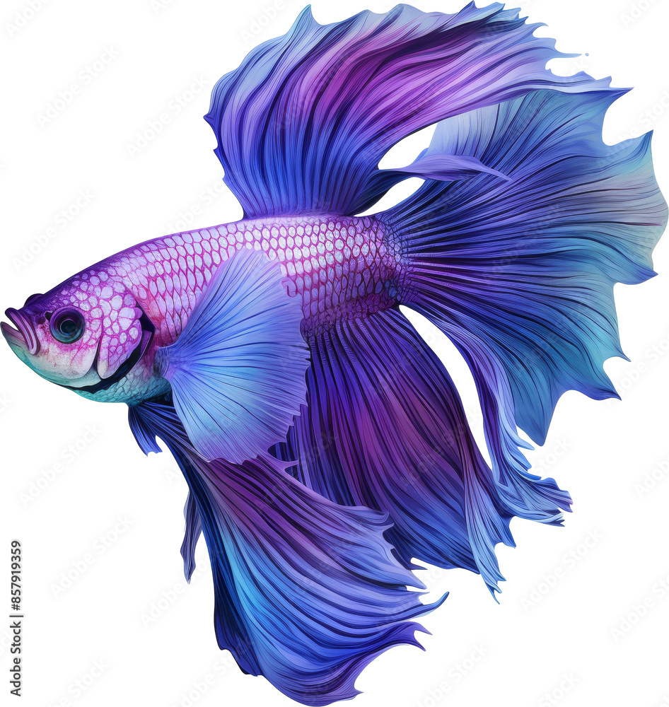 beautiful violet betta siamese fighting fish isolated on white or ...