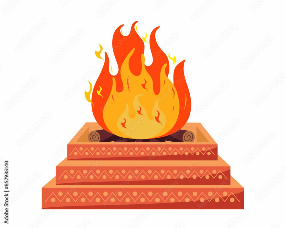 Hindu Hawan ritual for wedding festival puja Stock Vector | Adobe Stock