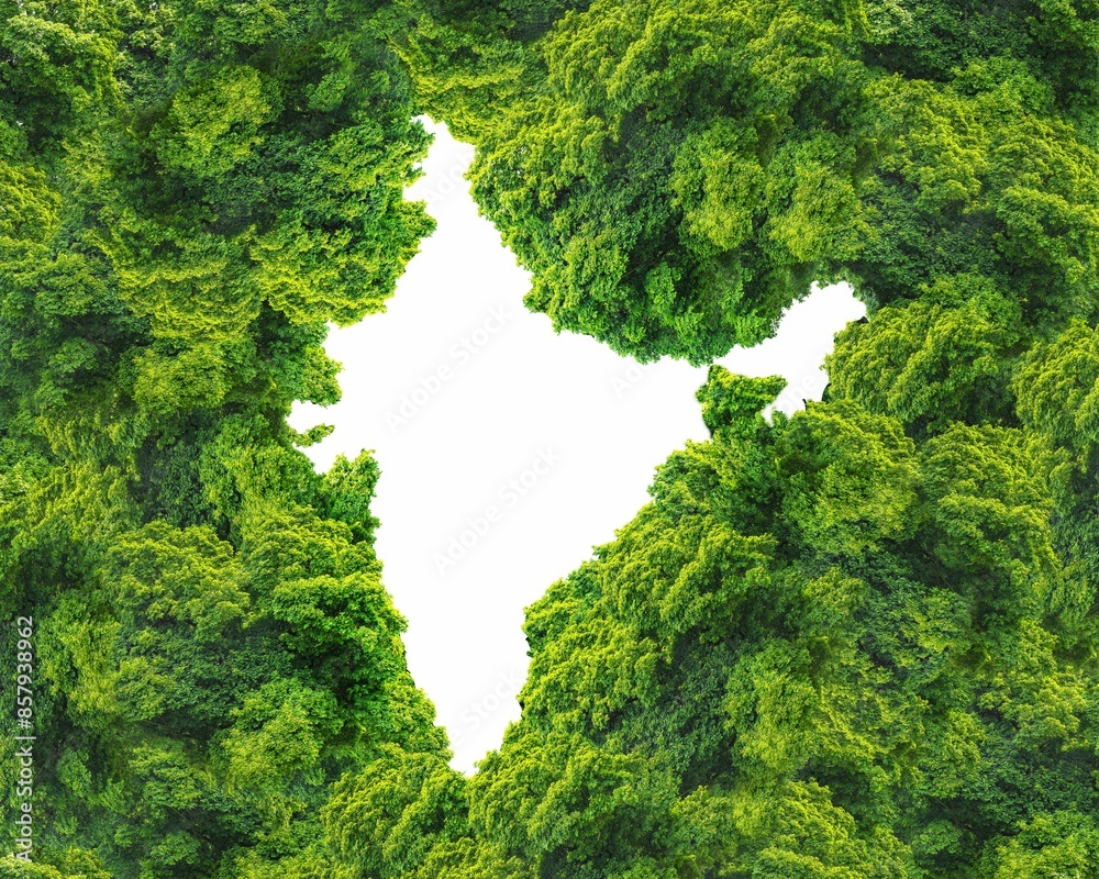India flag. India map Illustration in green tree with 3d rendering ...