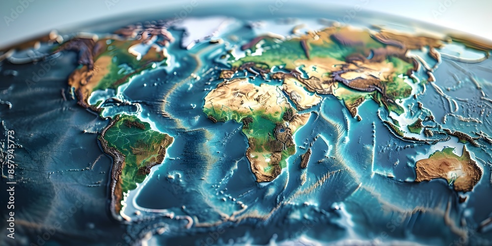 Gigantic world map with intricate details of physical features. Concept ...