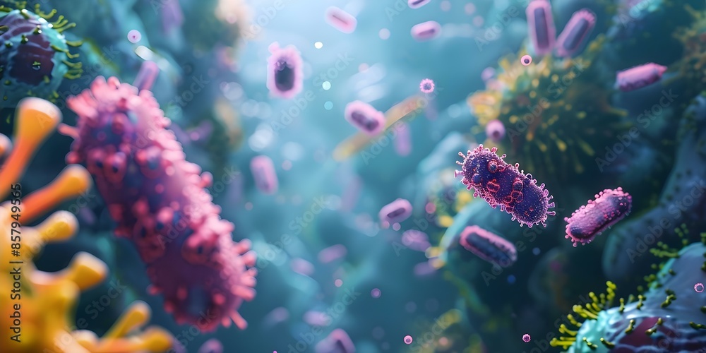 Ilustración de Stock Study on how beneficial and harmful bacteria ...