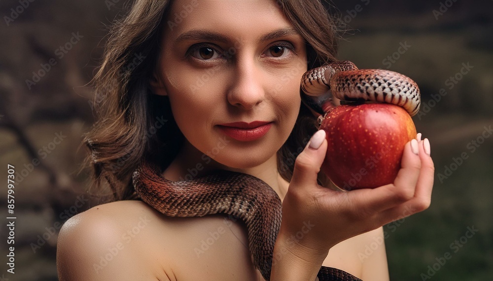Bible Story: Genesis: First Sin: Woman Takes The Apple From The Snake ...