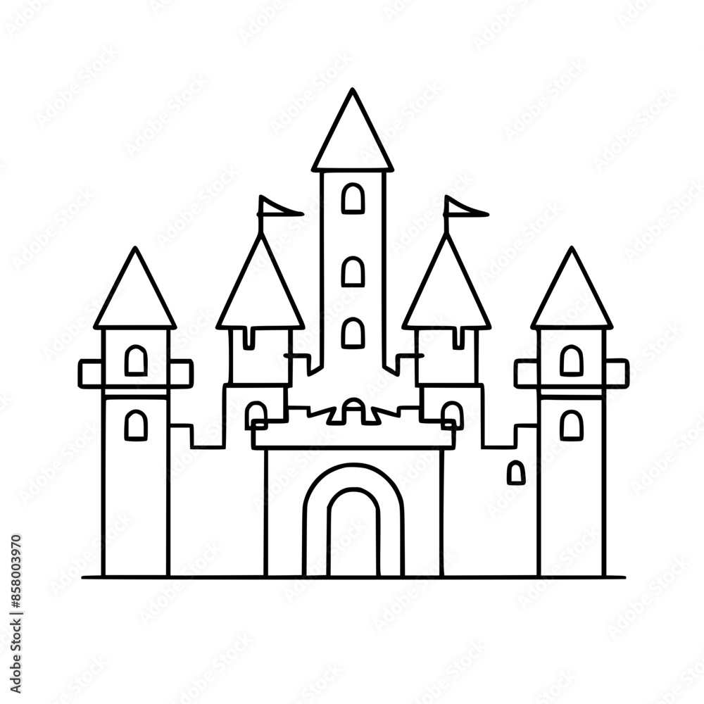 Princess palace, castle icon, castle, Castle png, Line Art Castle ...
