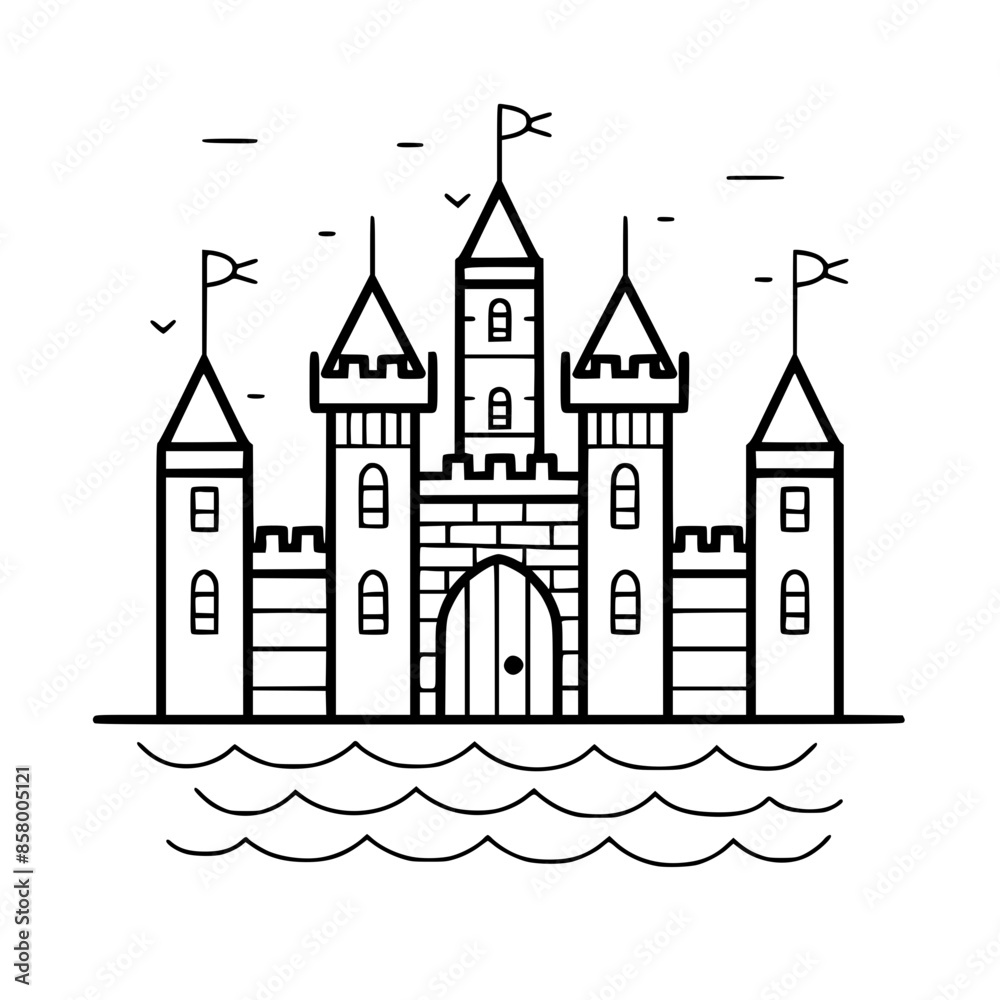 Princess palace, castle icon, castle, Castle png, Line Art Castle ...