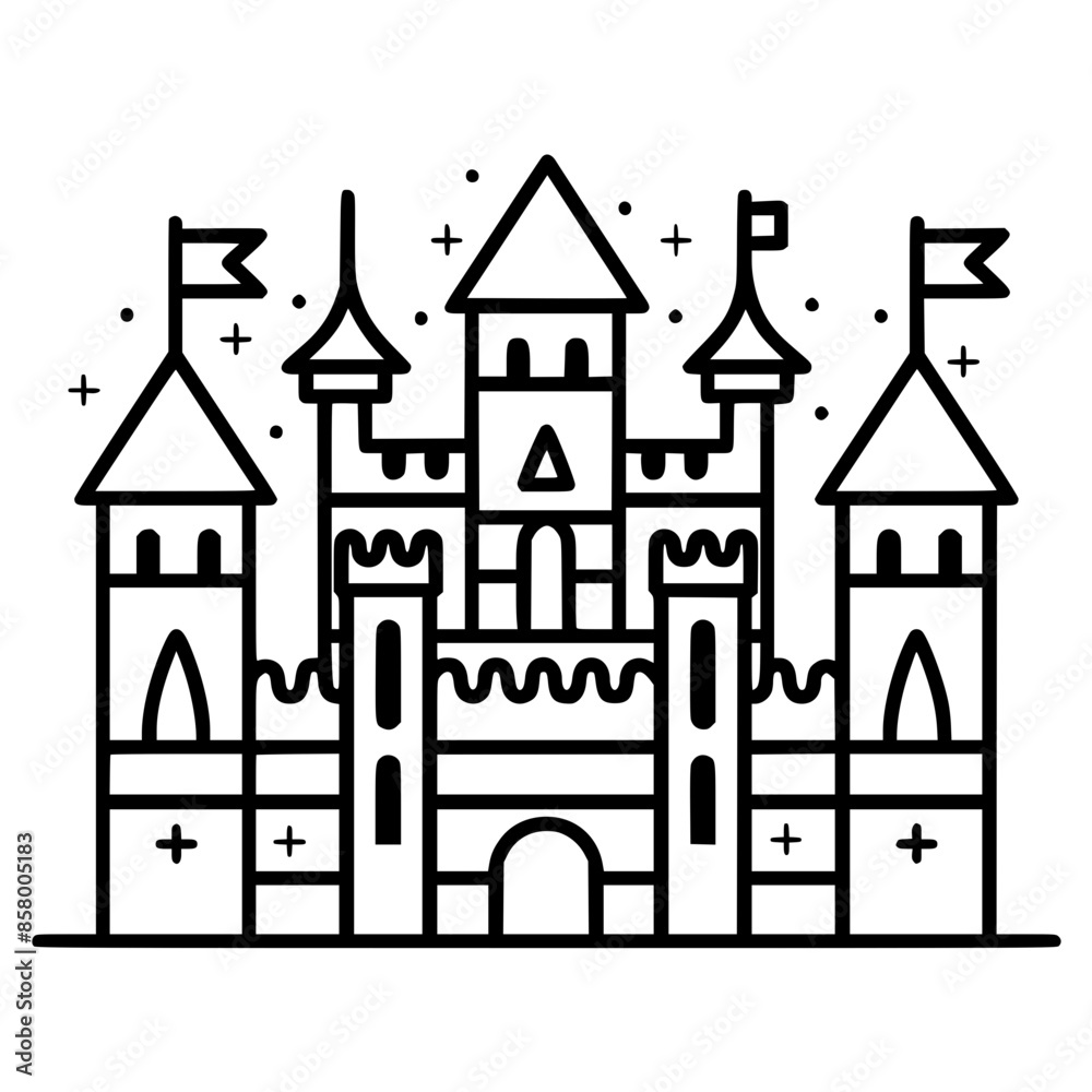 Praca wektorowa bez tantiem: Princess palace, castle icon, castle ...
