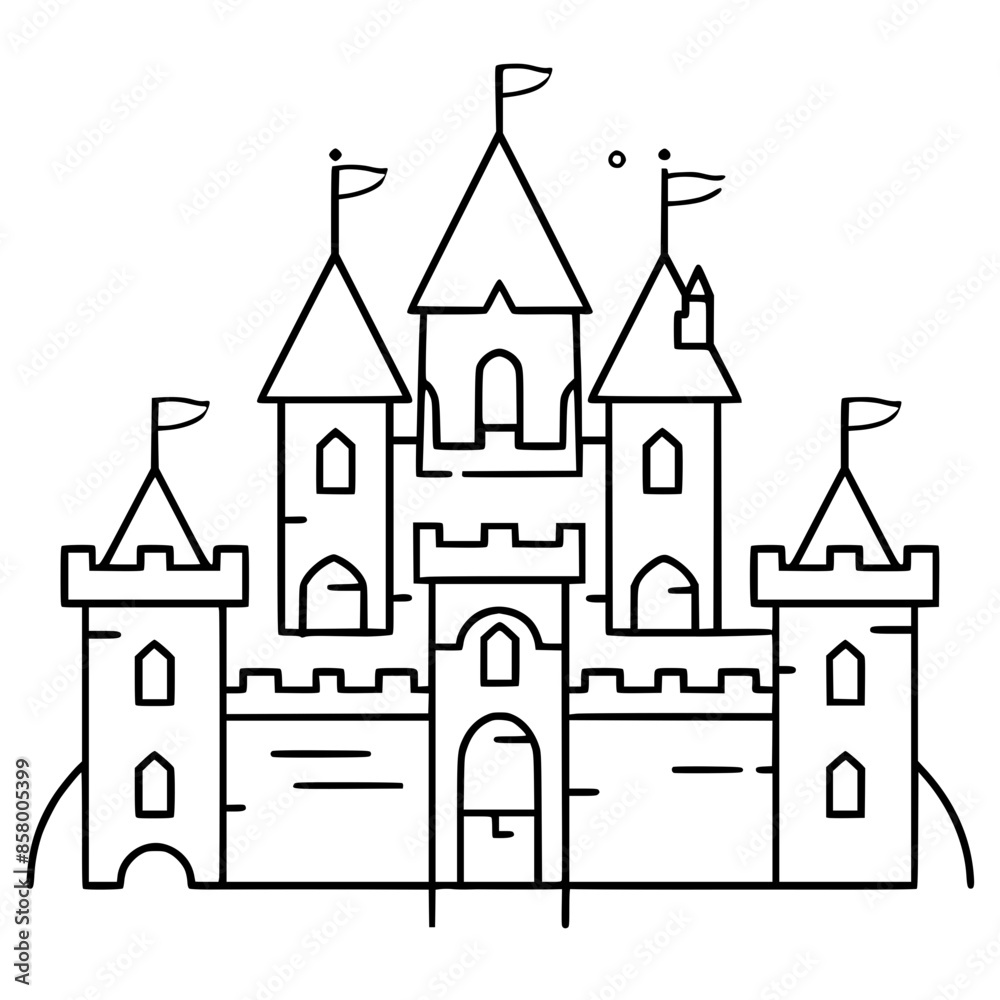 Princess palace, castle icon, castle, Castle png, Line Art Castle ...