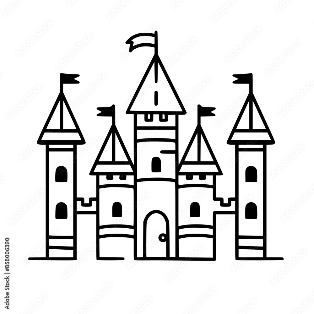 Princess palace, castle icon, castle, Castle png, Line Art Castle ...