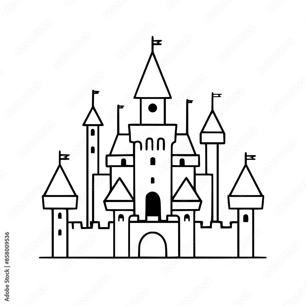 Princess palace, castle icon, castle, Castle png, Line Art Castle ...