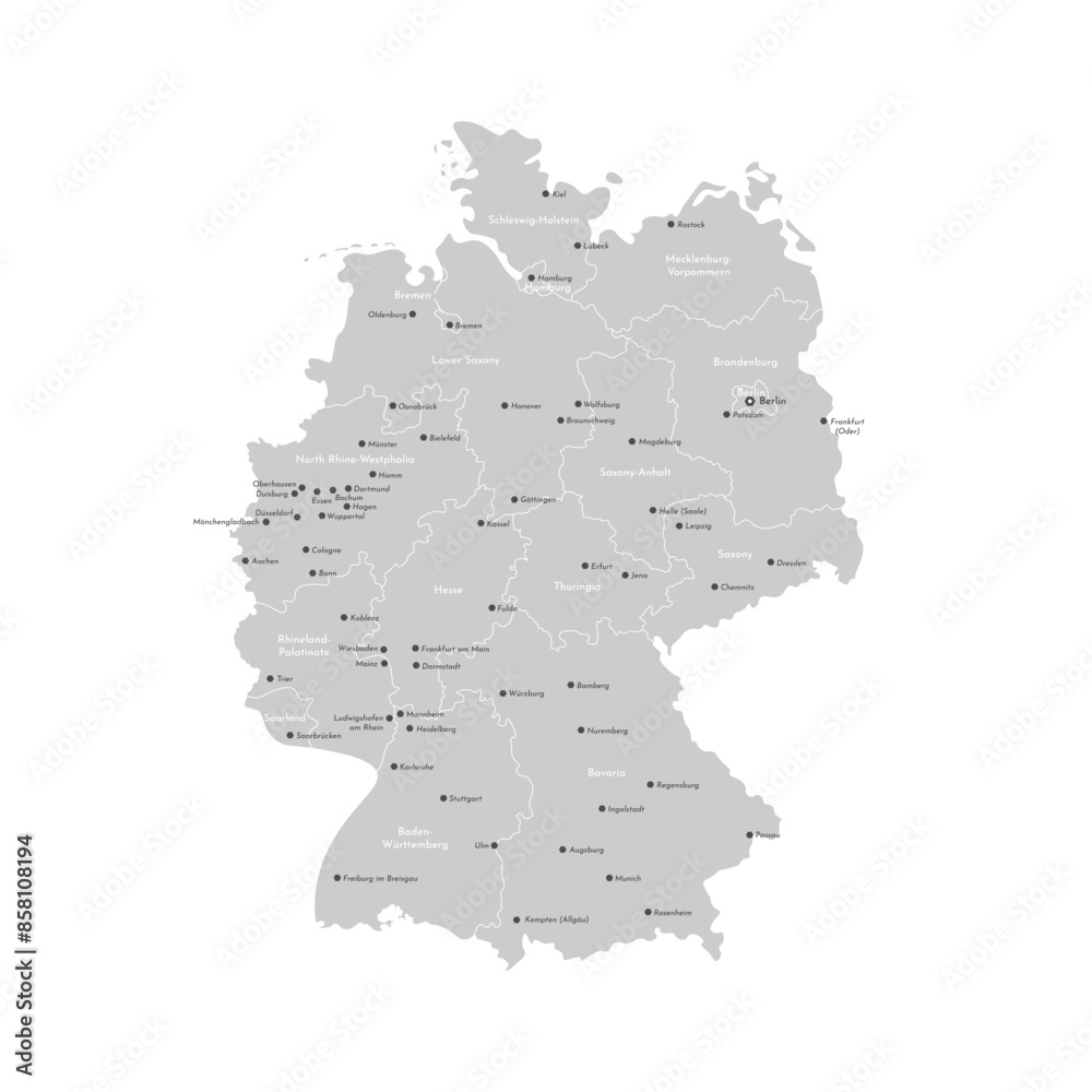 Vector isolated illustration. Simplified administrative map of Germany ...