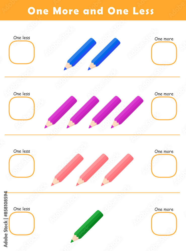 One More One Less Picture And Number Worksheet. Counting Games for ...