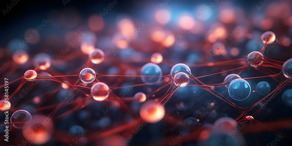 Atomic Reaction Glowing Lines as Atoms Separate. Concept Physics ...