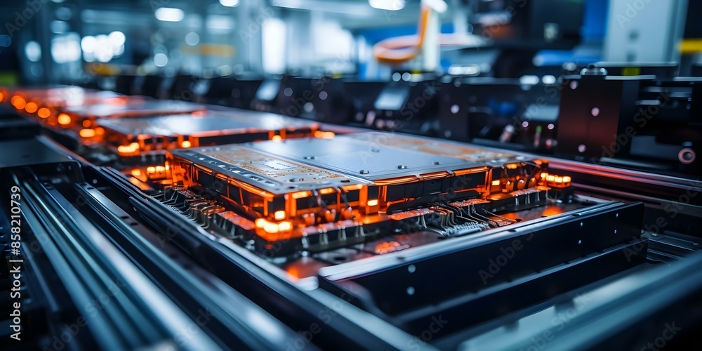 Electric Vehicle Battery Cell Assembly Line in Mass Production A Close ...