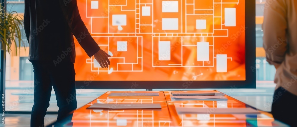 people in offices using computers, designed in a flat style ...