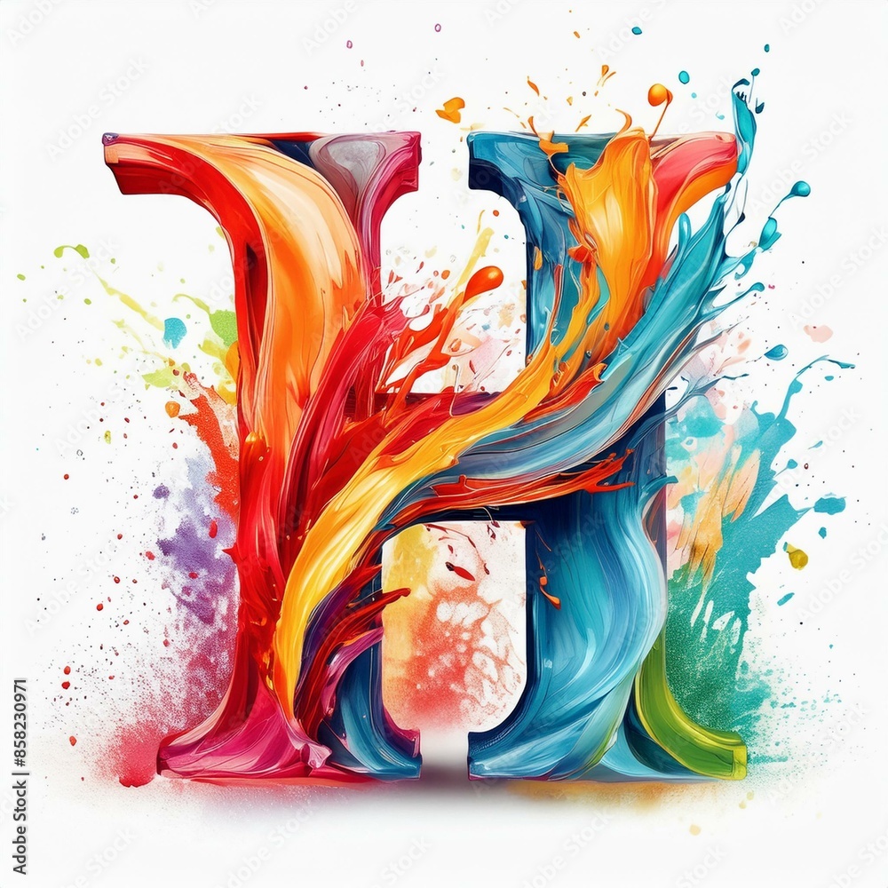 Letter H - color splash ABC - alphabet colorful wild rainbow color ...
