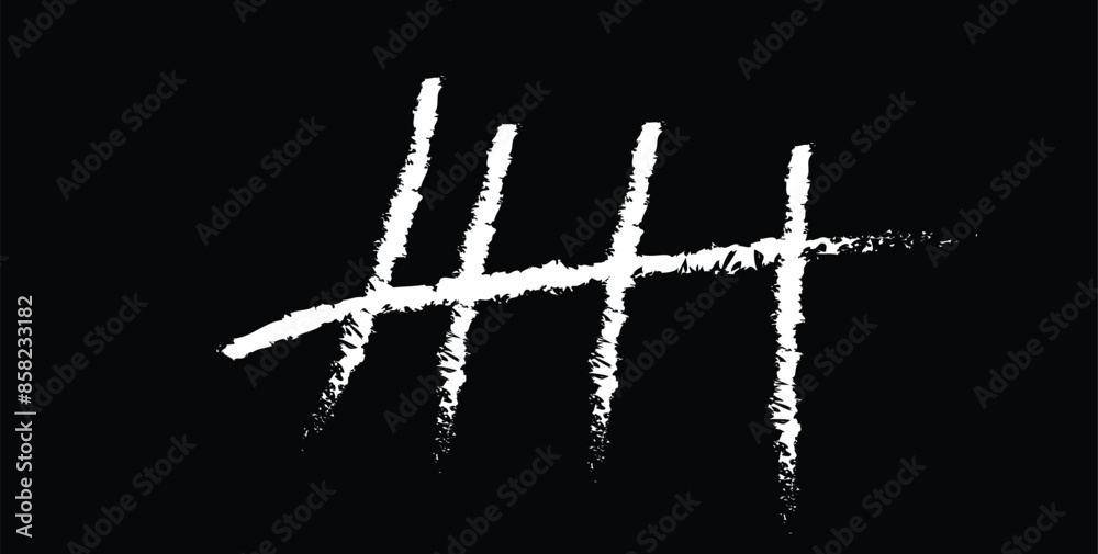 Tally marks prison jail vector wall count. Slash hash brush line number ...