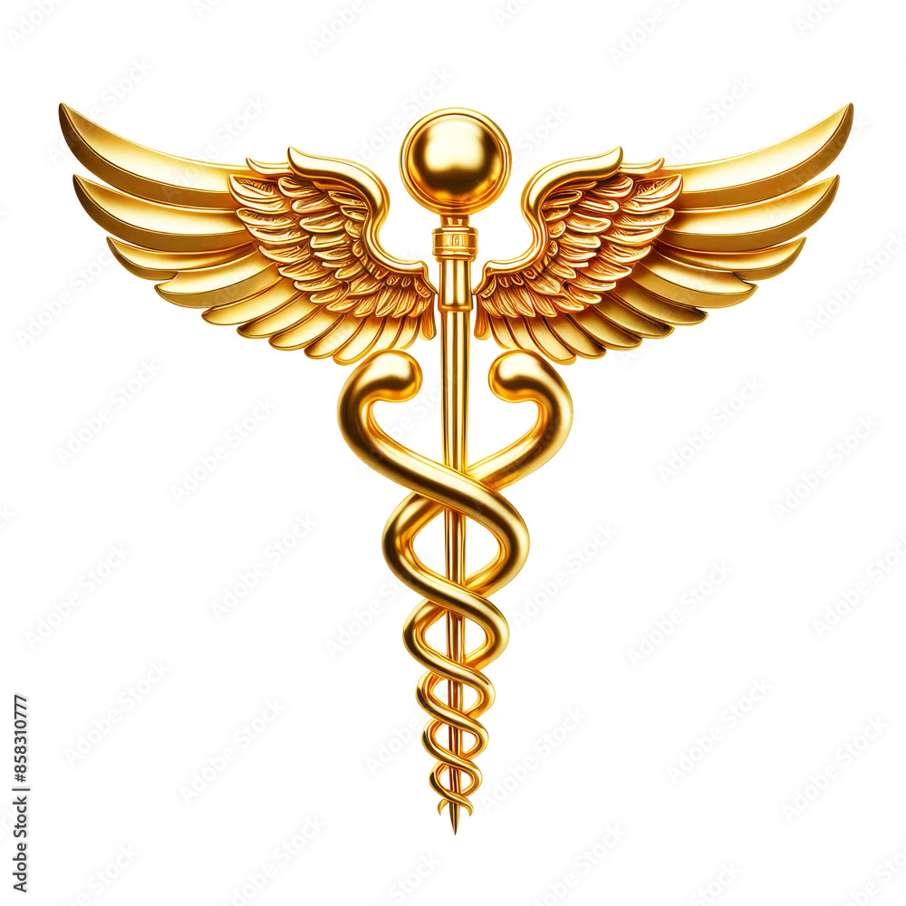 Golden caduceus medical symbol isolated on transparent background PNG ...
