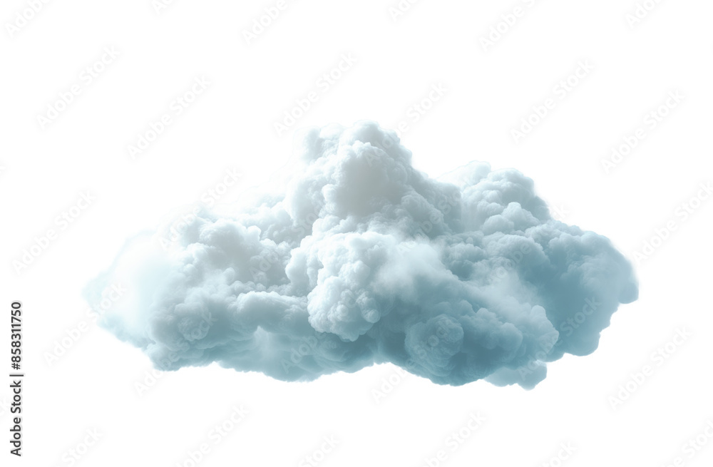 Fluffy cloud illustration isolated on a white background, in a ...