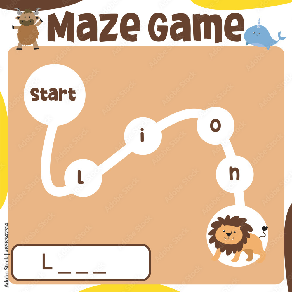 Maze game worksheet. Worksheet for learning English. Educational ...