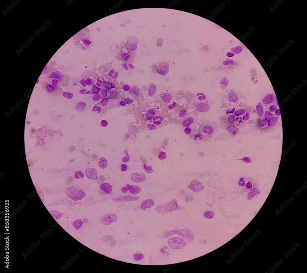 Microscopic image showing Chronic myeloid leukaemia (CML) is a type of ...