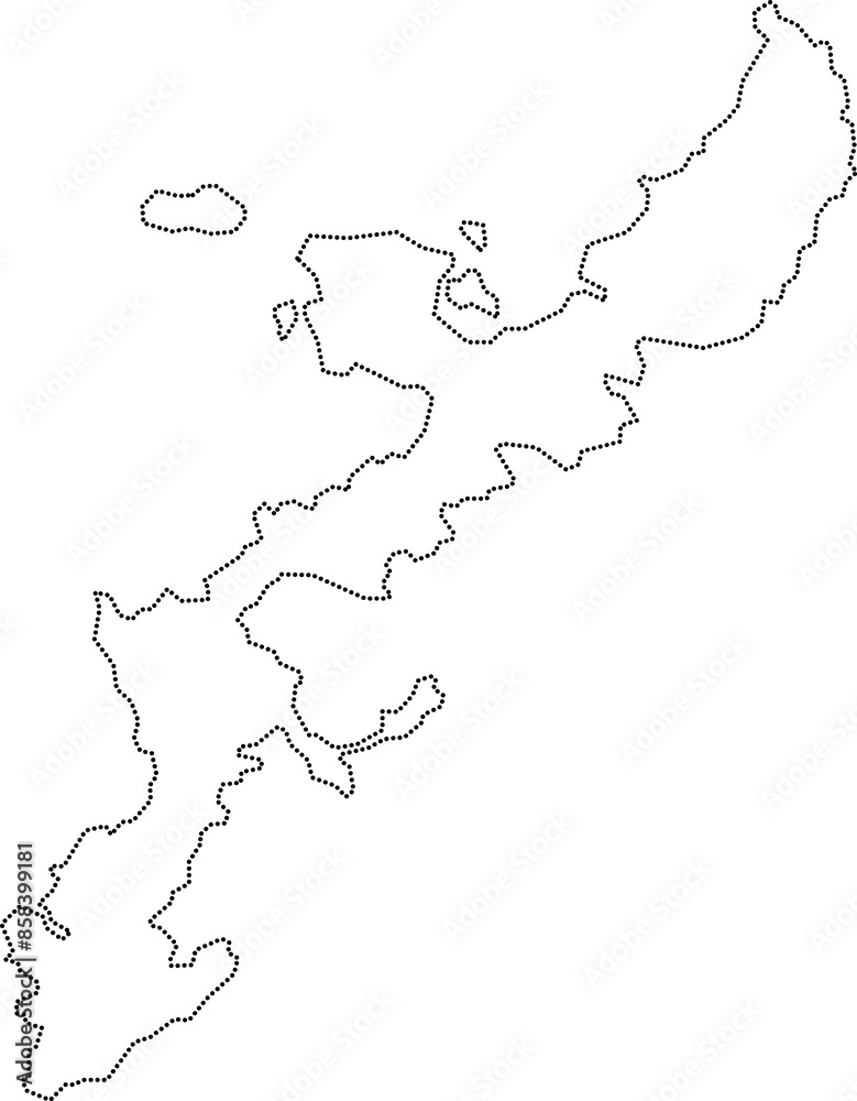 dot line drawing of okinawa island map. Stock Illustration | Adobe Stock