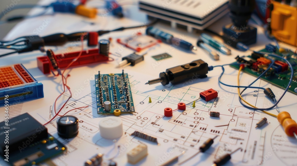 Designing electronics prototypes on a white background using a ...