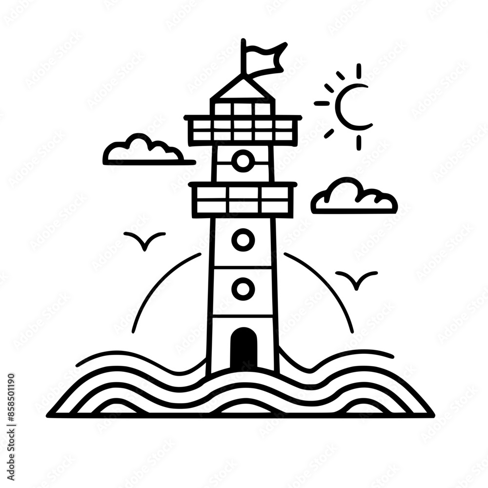 Vector de Stock Lighthouse icon, Lighthouse outline, Lighthouse vector ...