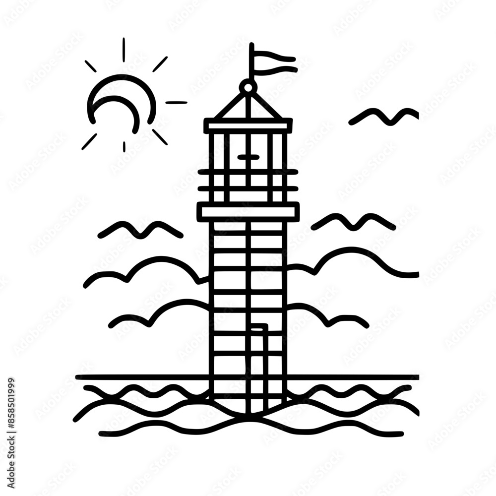 Lighthouse icon, Lighthouse outline, Lighthouse vector, ocean svg ...