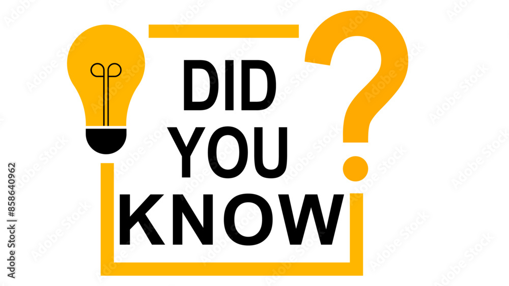 Did You Know Label, Banner Design with Idea Light Bulb And Question ...