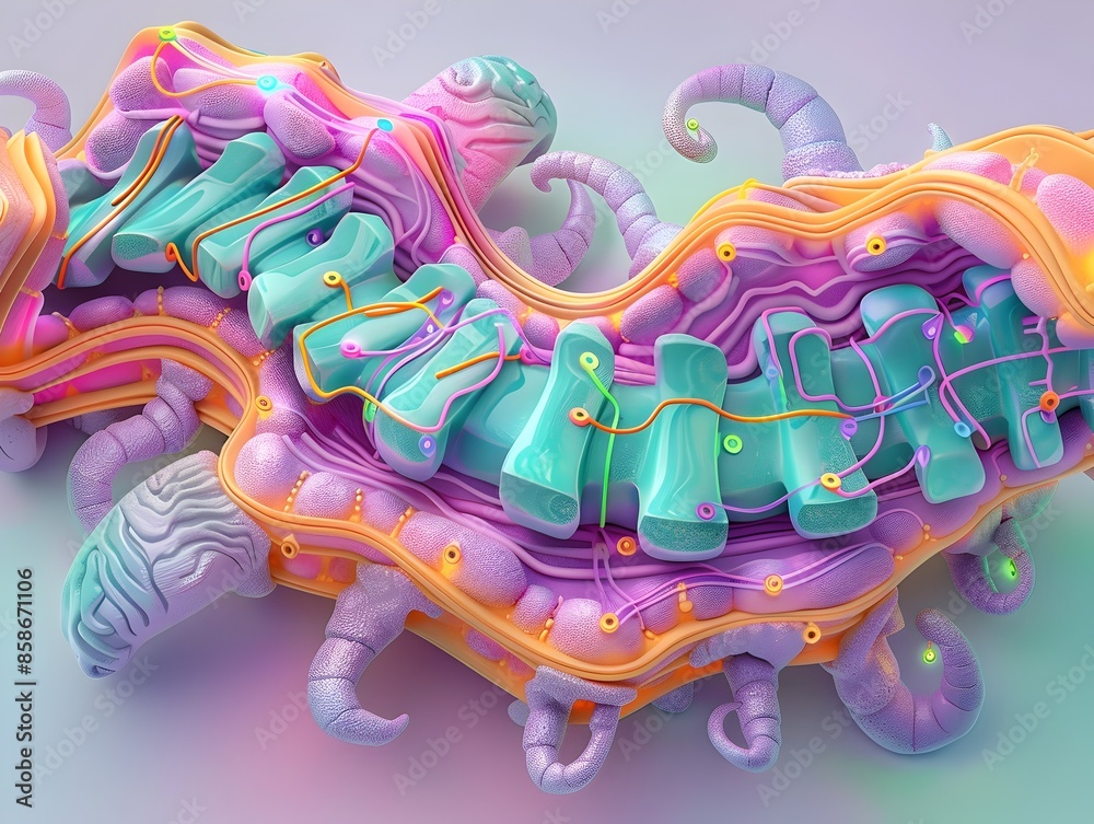 Vibrant Anatomy:Intricate 3D Render of the Vertebral Column and Spinal ...