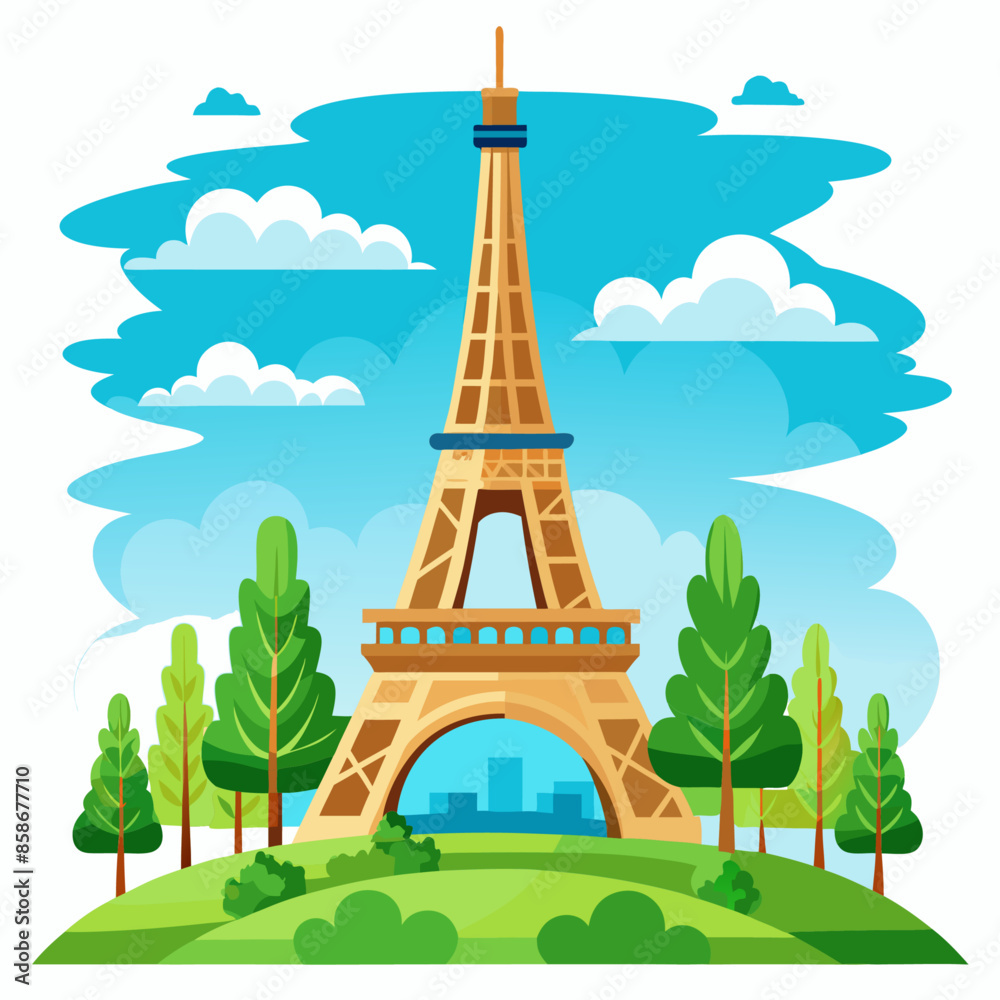 Eiffel Tower clipart cartoon Illustration drawing Stock Vector | Adobe ...