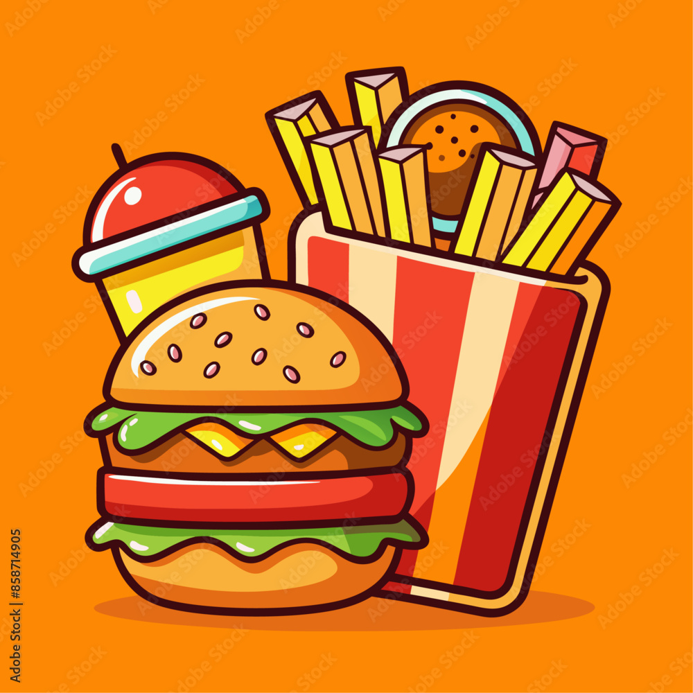 Fast food clipart cartoon Illustration drawing Stock Vector | Adobe Stock