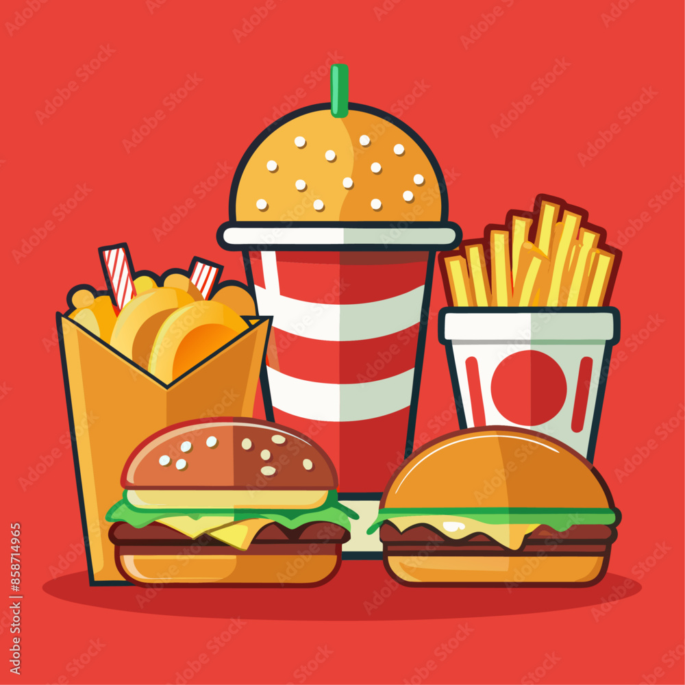 Fast food clipart cartoon Illustration drawing Stock Vector | Adobe Stock