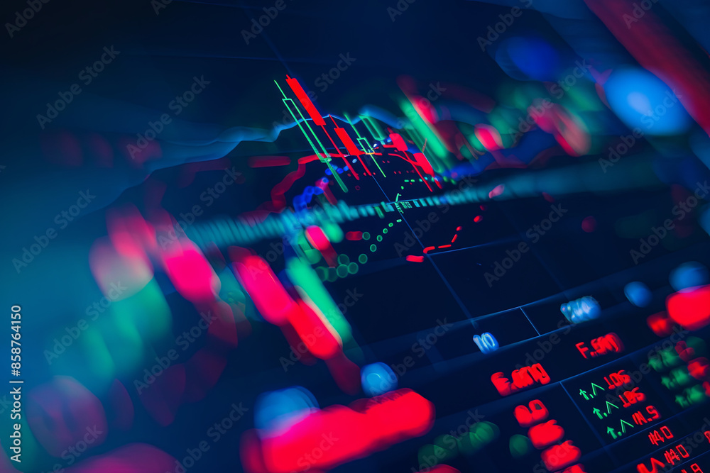 Technical price graph and indicator with red and green candlestick ...