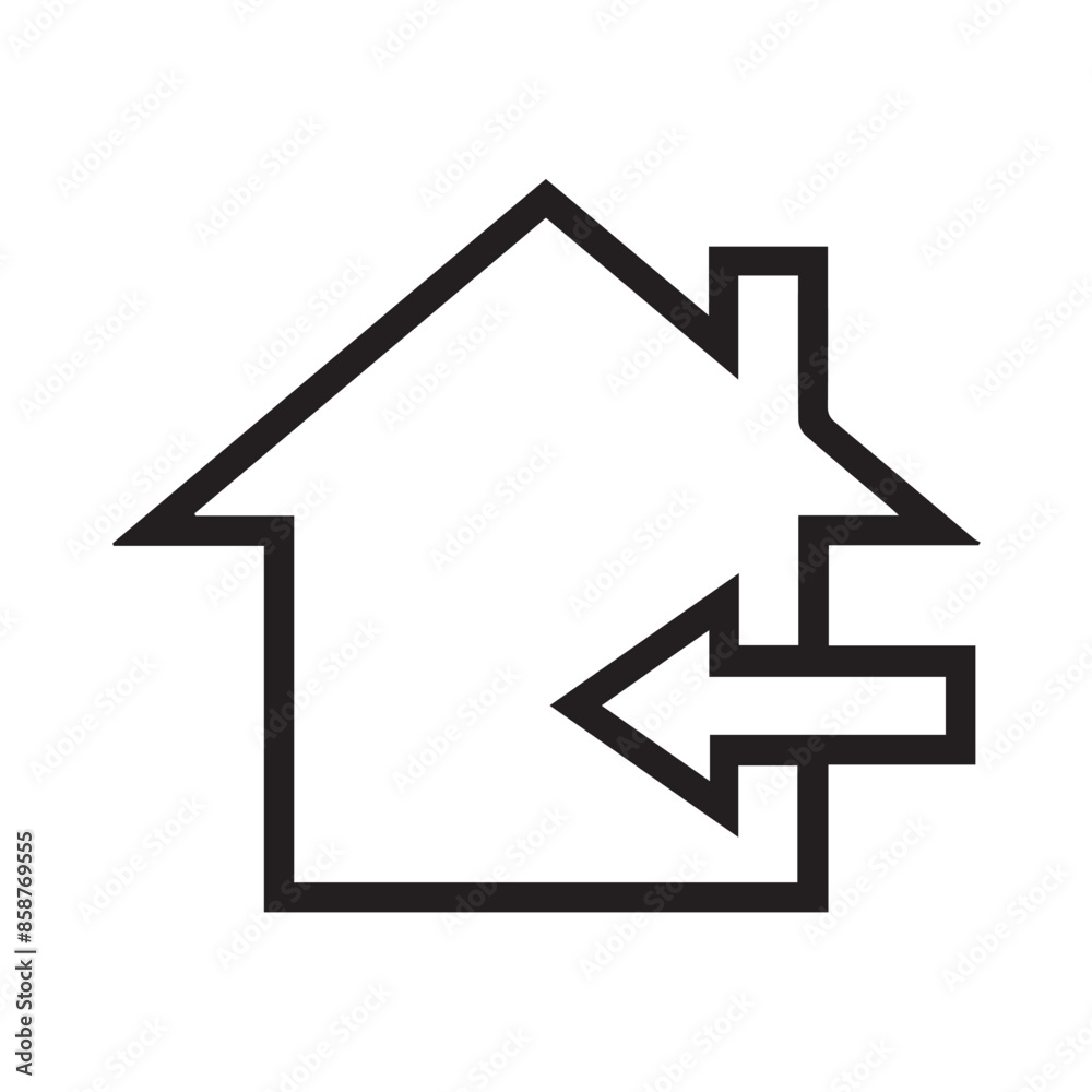 House icon outline isolated on transparent background. Linear vector ...
