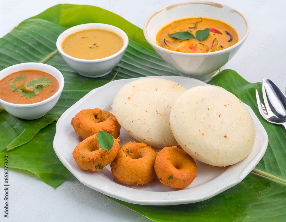 idli vada south indian food Stock Photo | Adobe Stock