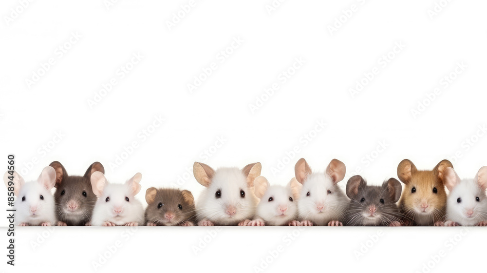 Animals pets mouses banner panorama long - Collection of funny cute ...