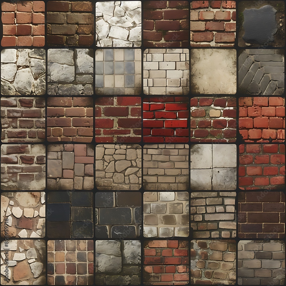 Seamless Brick Texture Sprite Sheet Stock Photo | Adobe Stock