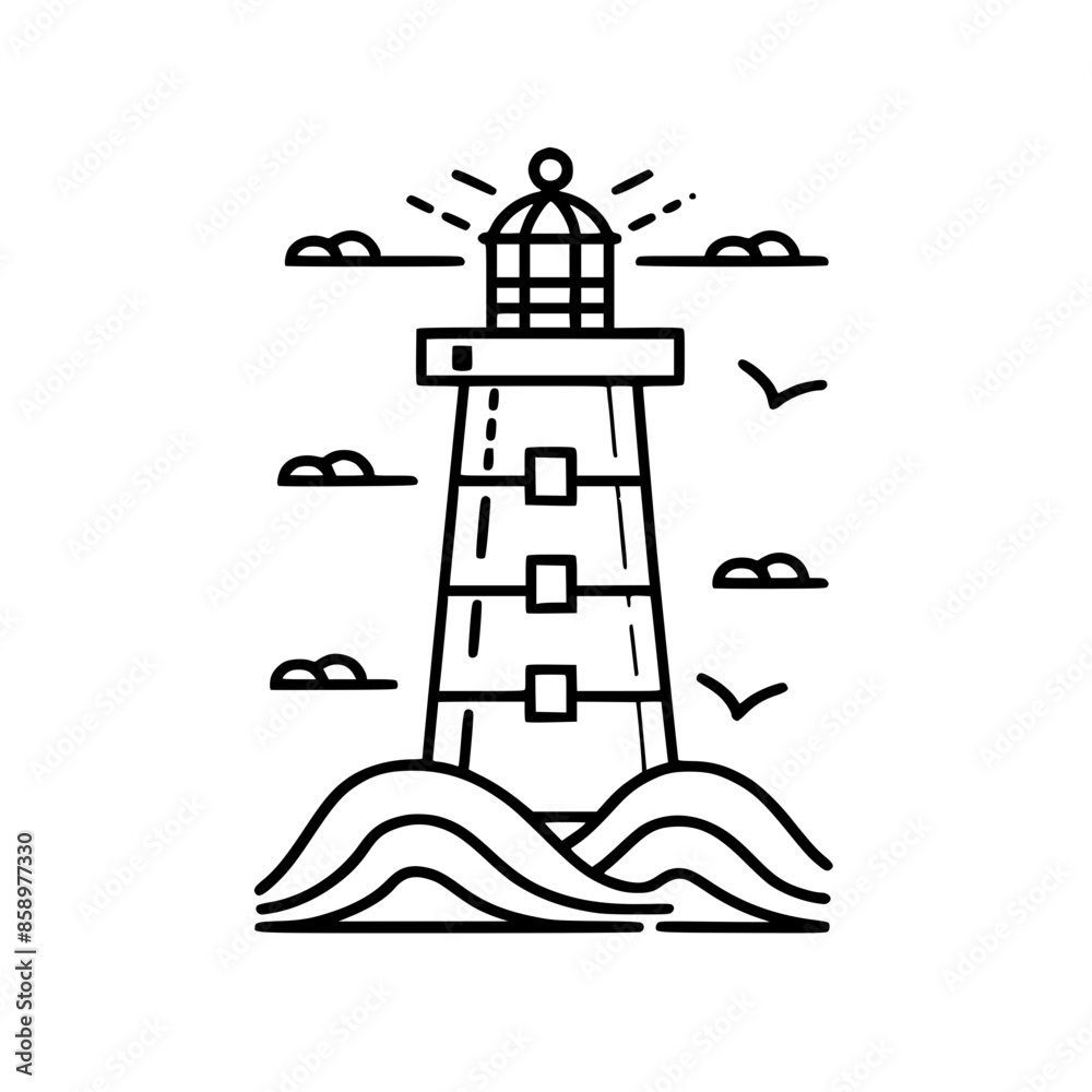 Vector de Stock Lighthouse icon, Lighthouse outline, Lighthouse vector ...